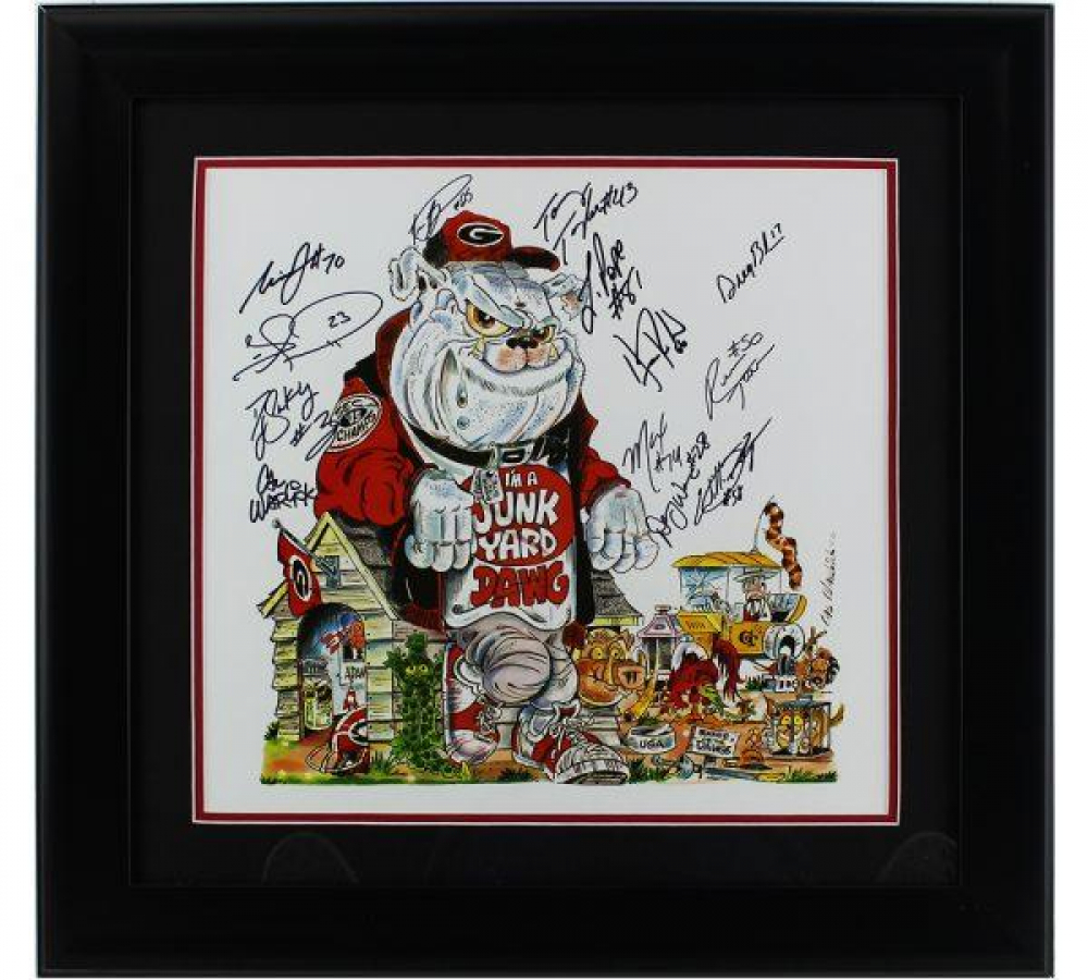 Georgia Bulldogs Custom Framed Print Signed By (13) with Nick Jones, D ...