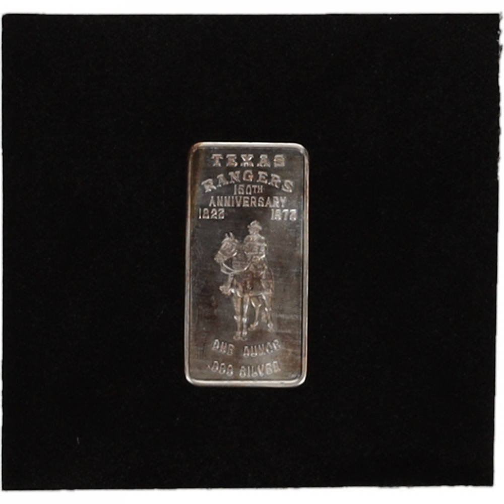 1 Oz. .999 Fine Silver 1973 "Texas Rangers 150th Anniversary" Bullion ...
