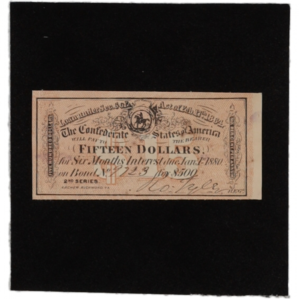 1880 $15 Fifteen Dollars Confederate States of America Richmond CSA ...