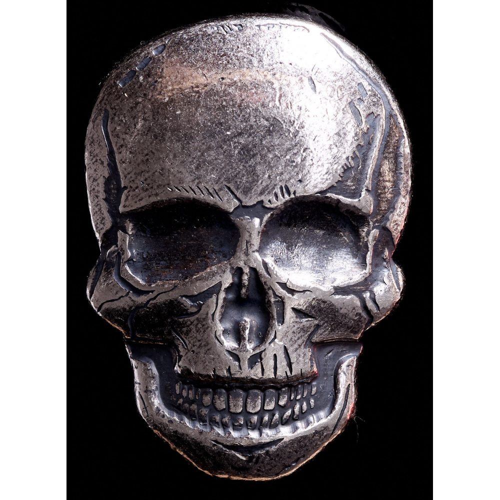 2 oz Silver Skull Monarch Hand-Poured 3D .999 Fine Silver Bar with ...