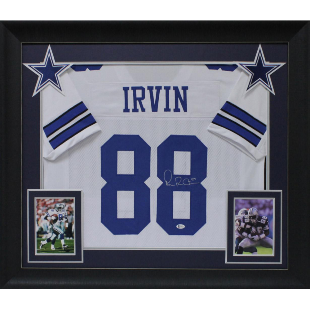 Michael "Playmaker" Irvin Signed Custom Framed Jersey Display (Beckett ...