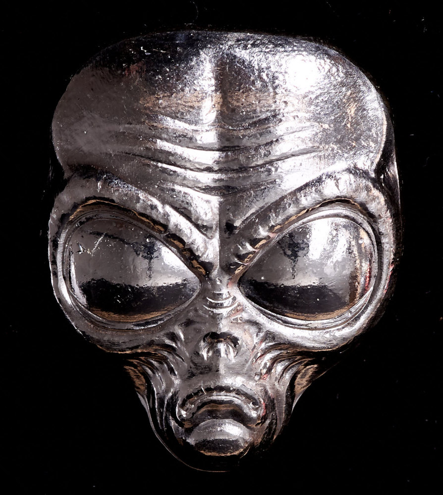 2 oz Silver Alien Head Monarch Hand-Poured 3D .999 Fine Silver Bar ...