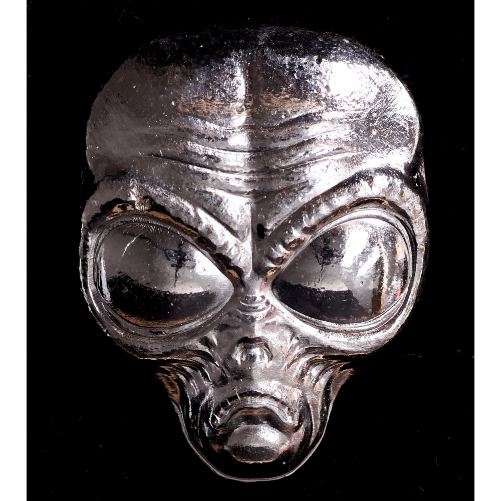 2 oz Silver Alien Head Monarch Hand-Poured 3D .999 Fine Silver Bar ...