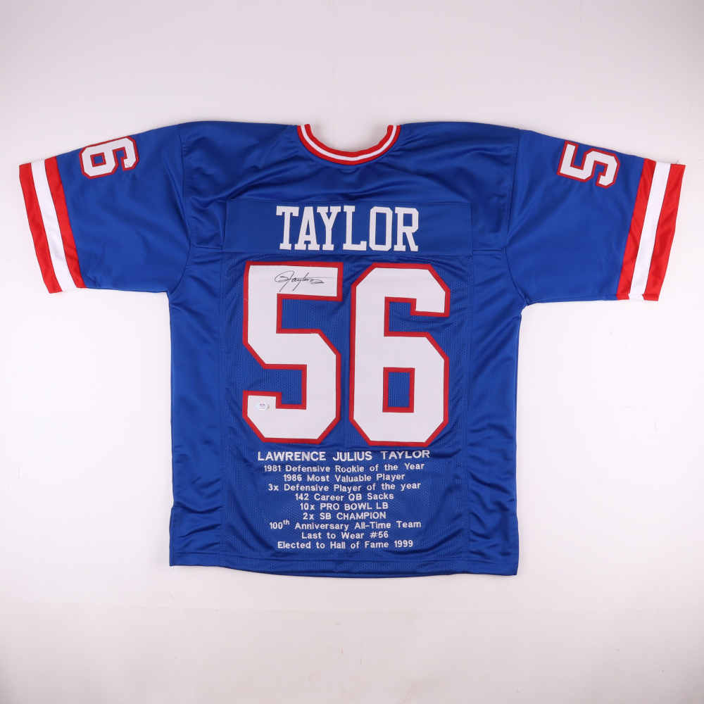 Lawrence Taylor Signed Career Stat Highlight Jersey (PSA) | Pristine ...