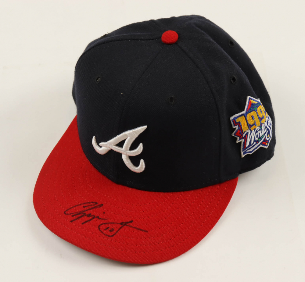 Chipper Jones Signed Braves Logo 1999 World Series Fitted Hat (Beckett ...