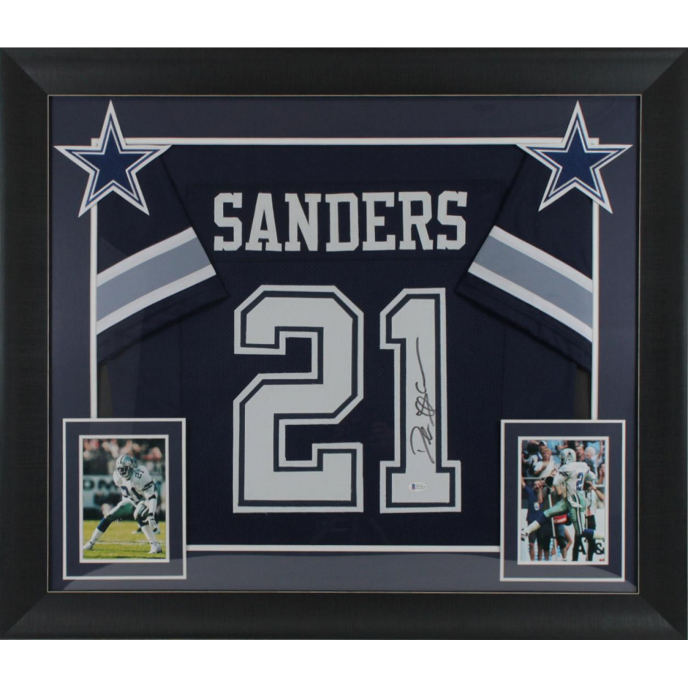 Deion Sanders Signed Custom Framed Jersey Display (Beckett) | Pristine ...