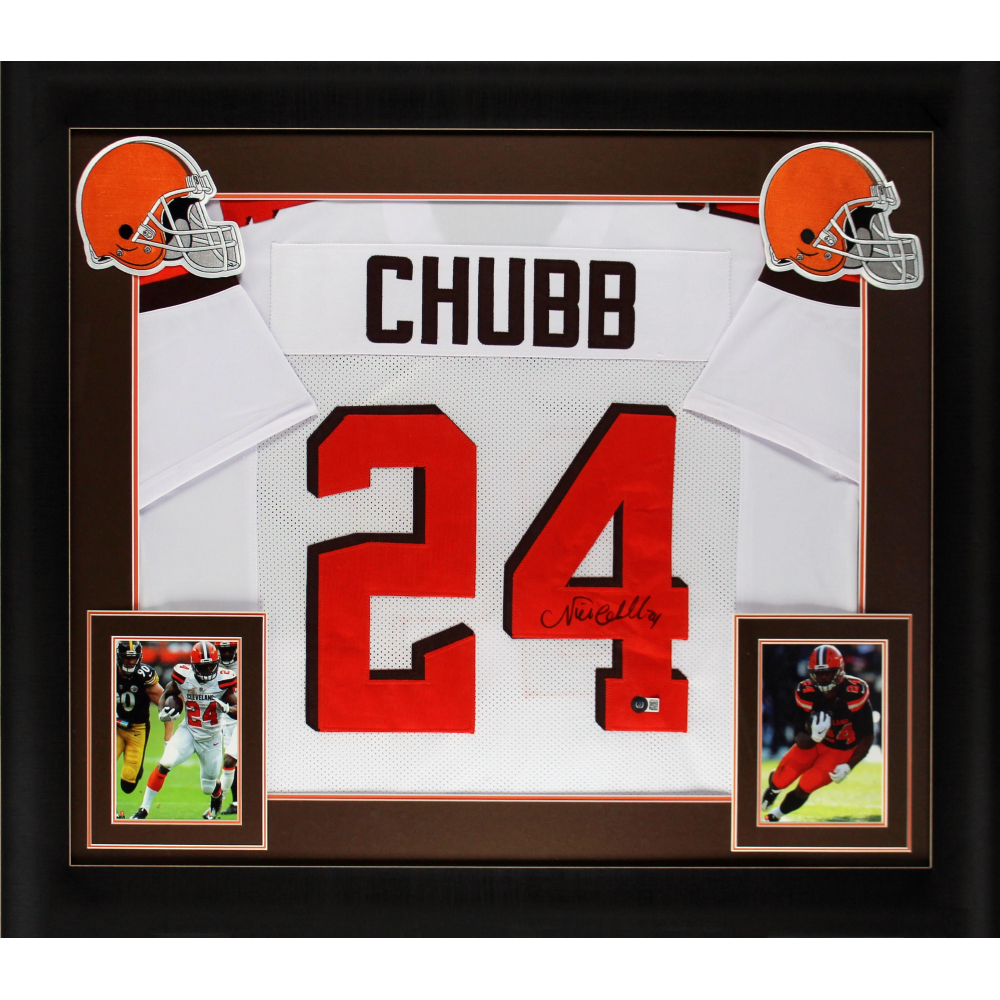 Nick Chubb Signed Custom Framed Jersey Display (Beckett) | Pristine Auction