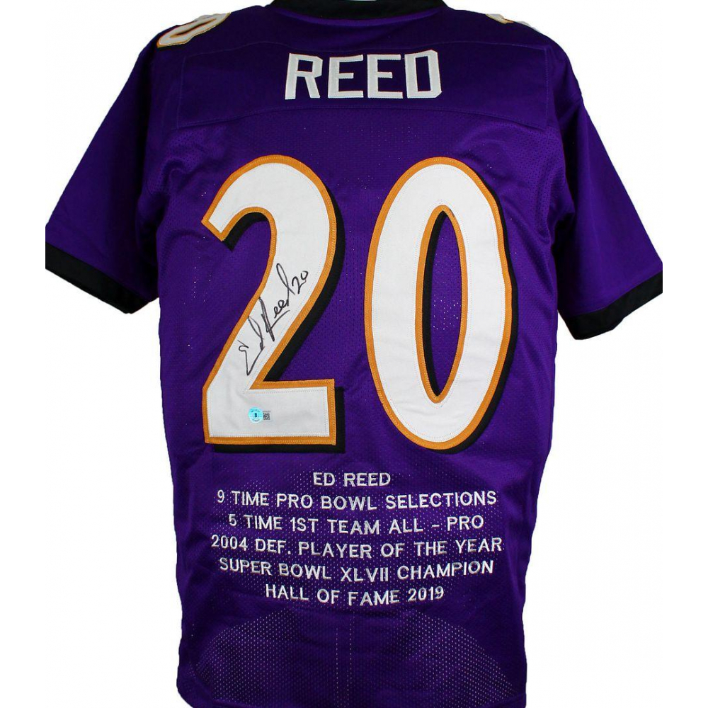 Ed Reed Signed Career Highlight Stat Jersey (Beckett) | Pristine Auction