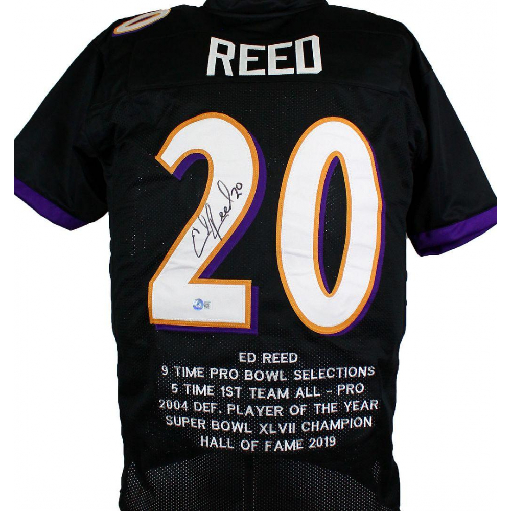 Ed Reed Signed Career Stat Jersey (Beckett) | Pristine Auction