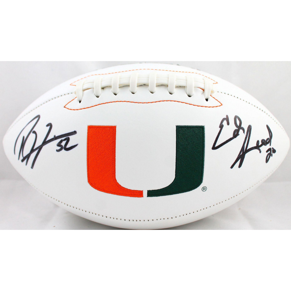 Ed Reed & Ray Lewis Signed Miami Hurricanes Logo Football (Beckett ...