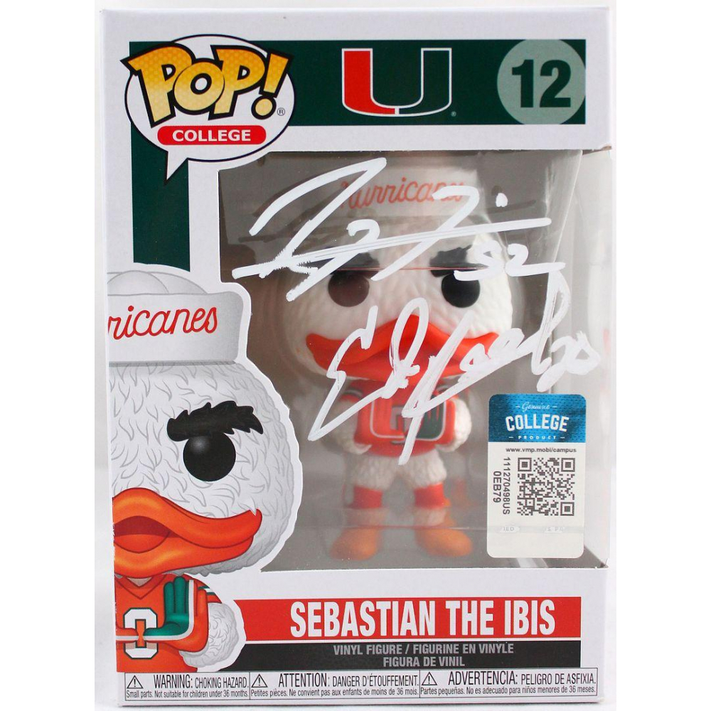 Ed Reed & Ray Lewis Signed Miami Hurricanes #12 Sebastian The Ibis ...