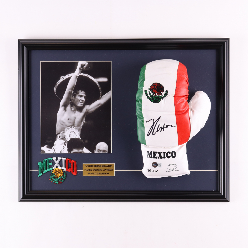 Julio Cesar Chavez Signed Custom Framed Mexican National Boxing Glove ...