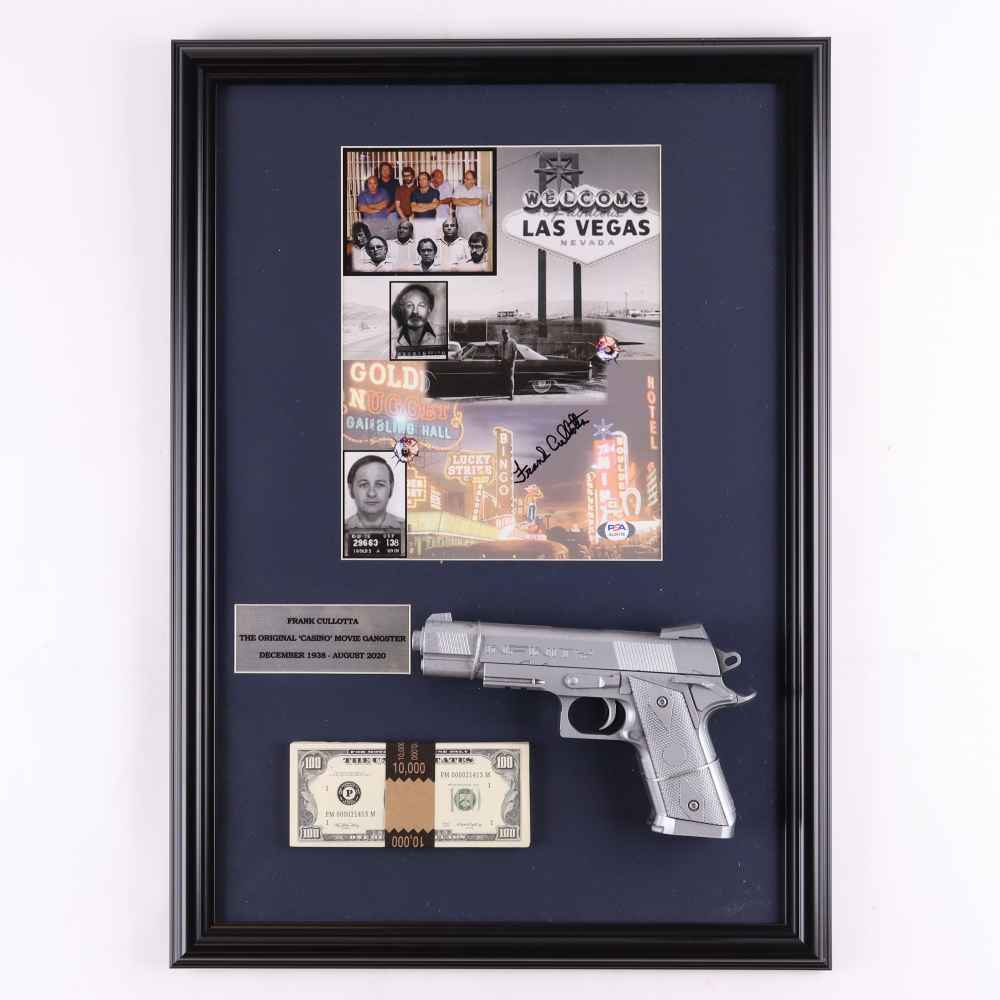 Frank Cullotta Signed Custom Framed Photo Display with Prop Gun & Money ...