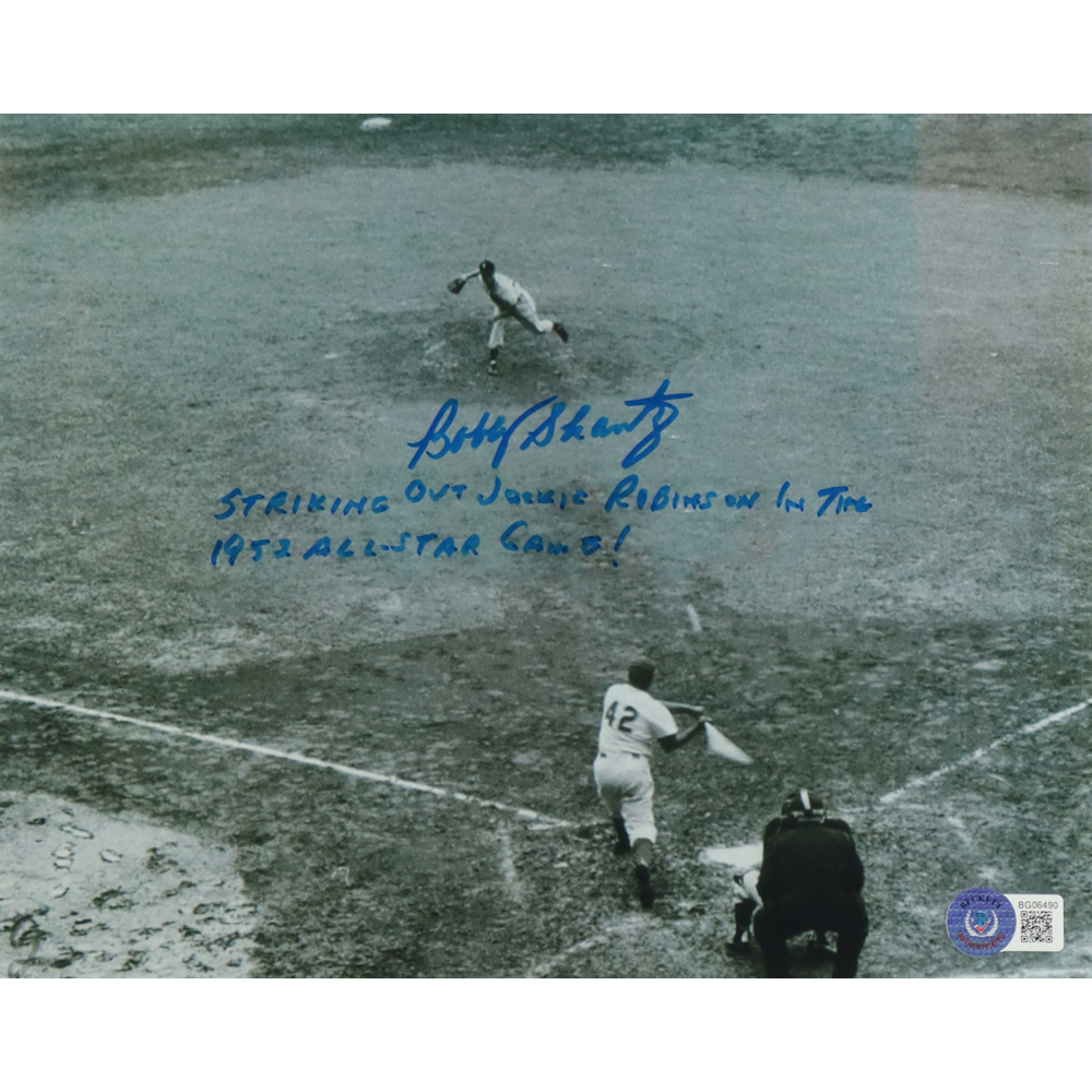 Bobby Shantz Signed Athletics 8x10 Photo Inscribed "Striking Out Jackie ...