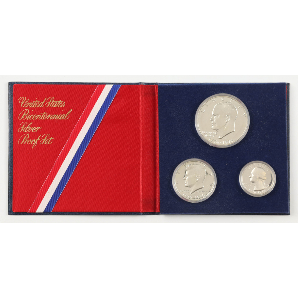 1976-S U.S. Bicentennial Silver Proof Coin Set with (3) Coins ...