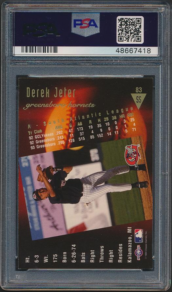 Derek Jeter Signed 1994 Classic / Best Gold #83 RC (PSA 8) | Pristine ...