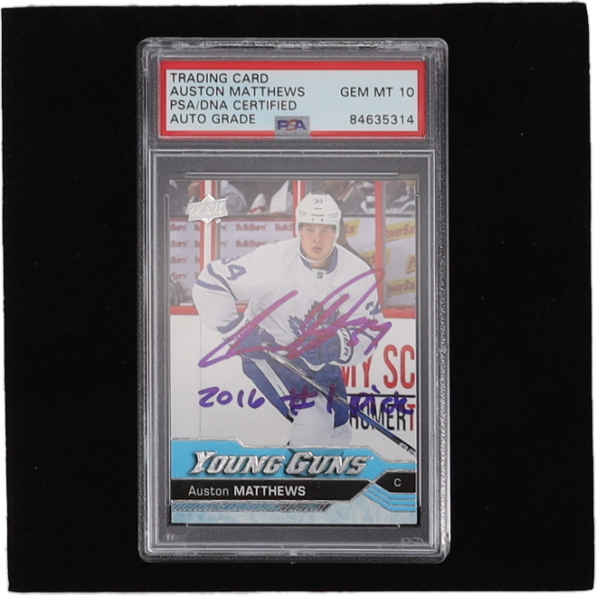 Auston Matthews Signed 2016-17 Upper Deck #201 YG RC Inscribed "2016 #1 ...