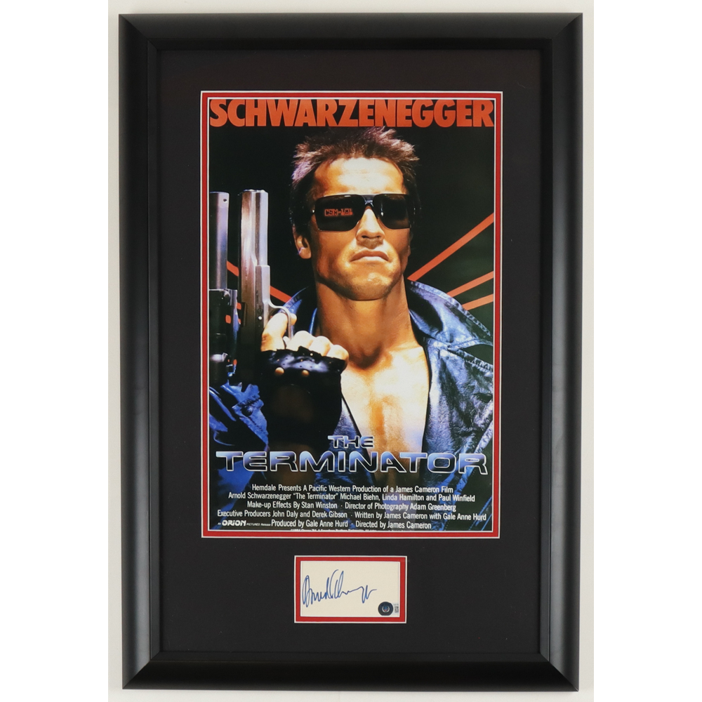 Arnold Schwarzenegger Signed "The Terminator" 19x28 Custom Framed Cut ...