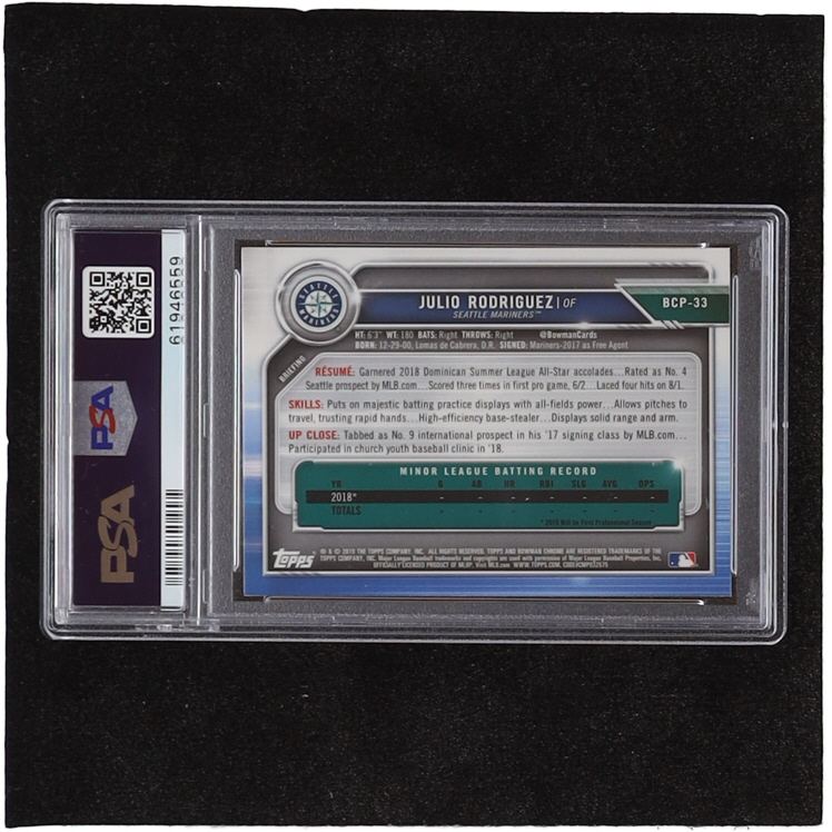 Julio Rodriguez Signed 2019 Bowman Chrome Prospects #BCP33 RC (PSA ...