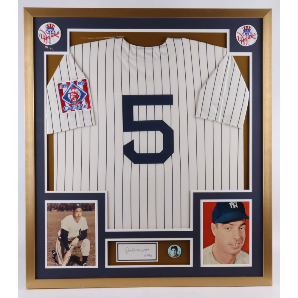 Joe DiMaggio Signed Yankees 32x36 Custom Framed Cut Display with Jersey ...