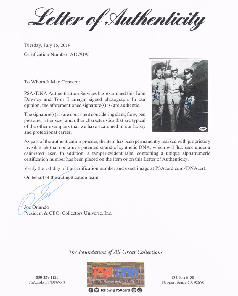 Thomas H. Brumagin & John L. Downey Signed 8x10 B-29 "Laggin’ Dragon ...