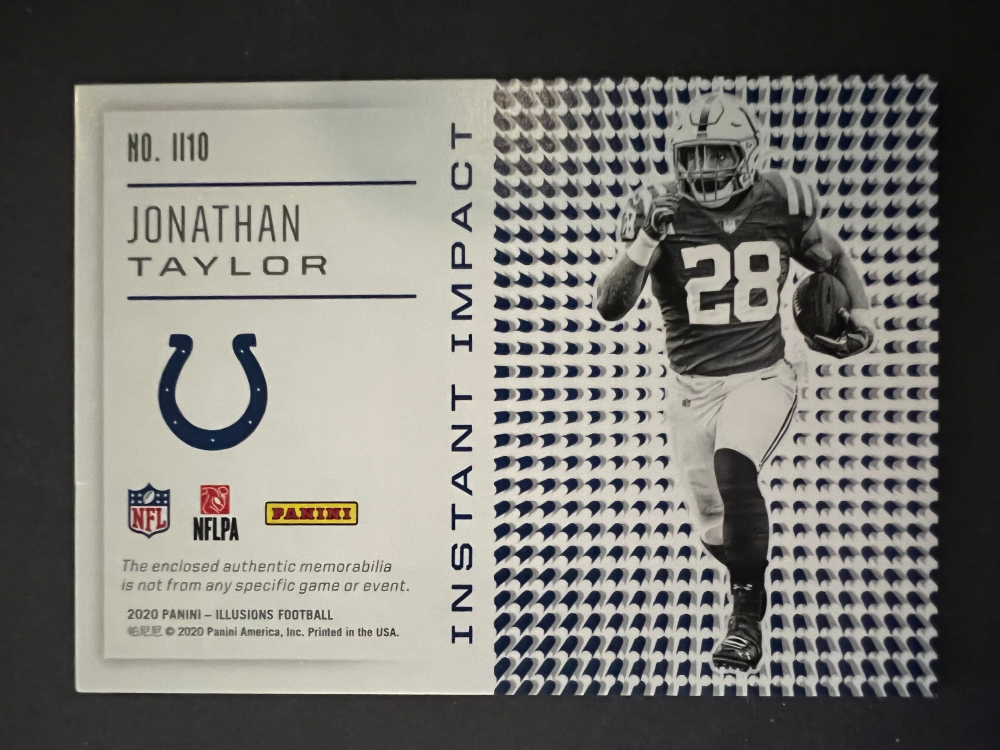 Jonathan Taylor 2020 Panini Illusions Instant Impact Jerseys #10 ... Jonathan Taylor 2020 Panini Illusions Instant Impact Jerseys #10 ...