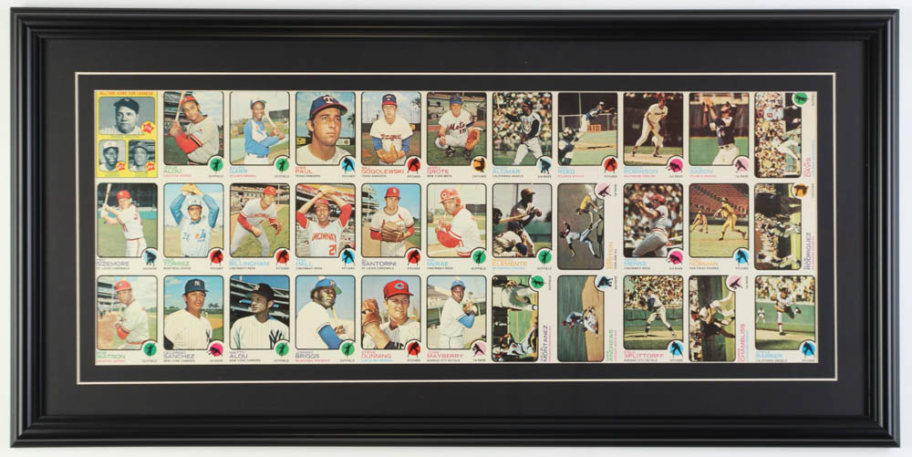 1973 Original Topps Custom Framed Uncut Sheet of Trading Cards with ...