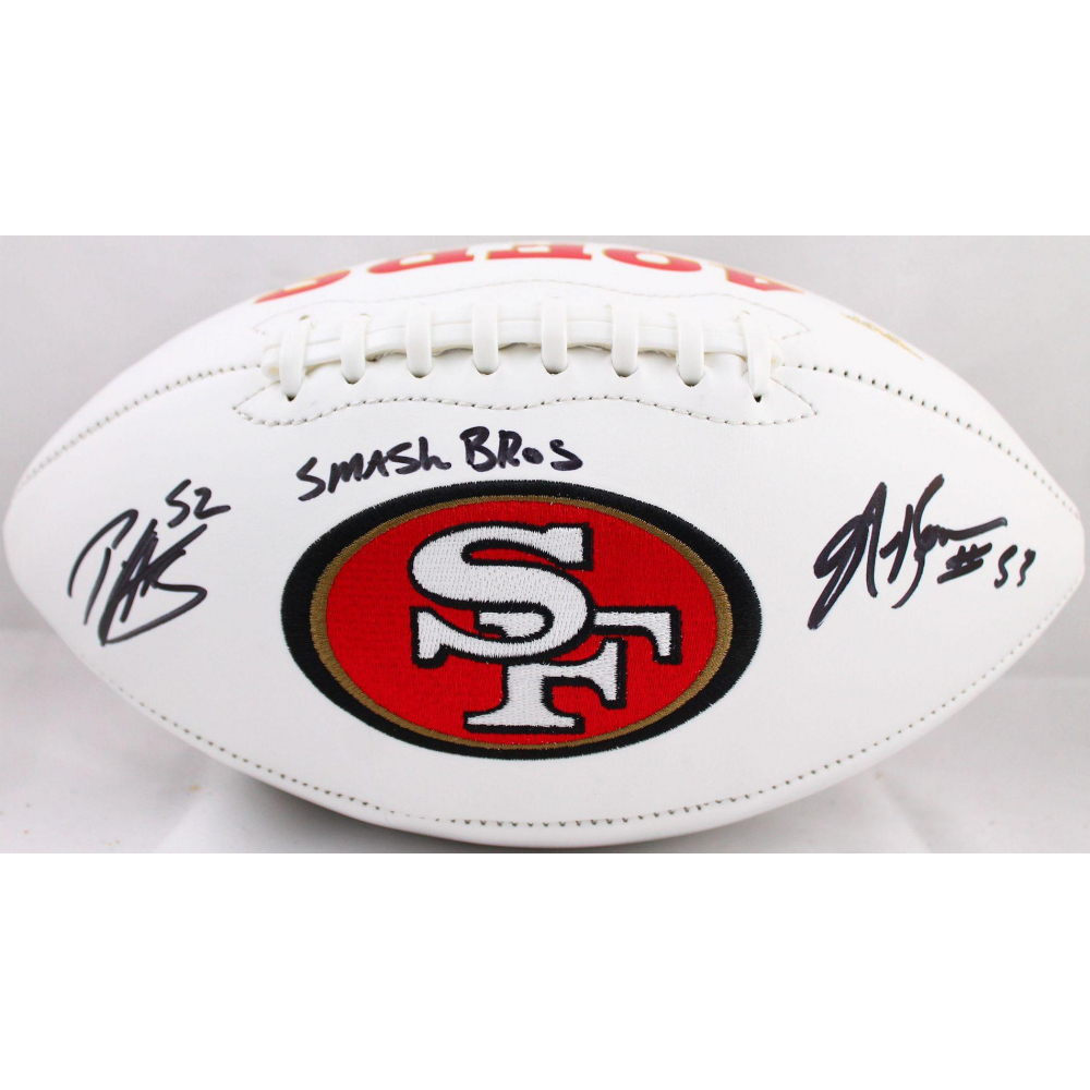 Patrick Willis & NaVorro Bowman Signed 49ers Logo Football Inscribed ...