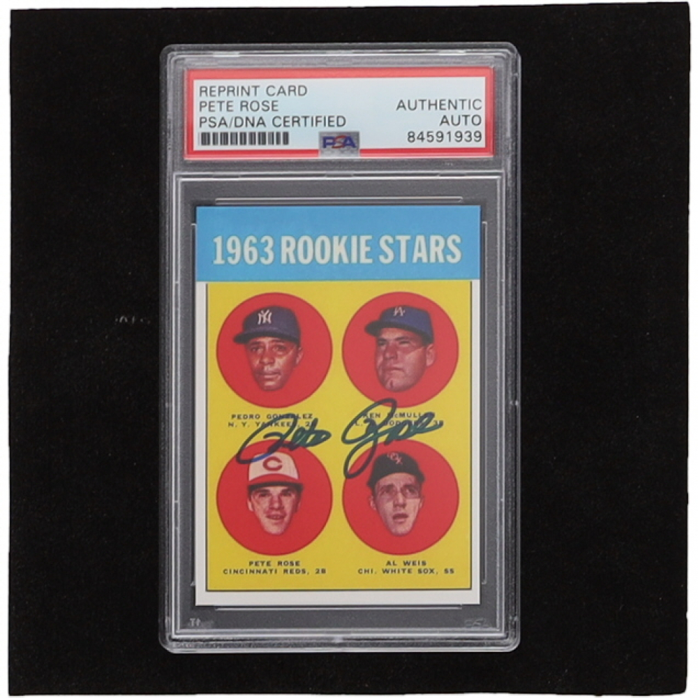 Pete Rose Signed 1963 Topps Rookie Stars Pete Rose RC #537 Reprint (PSA ...