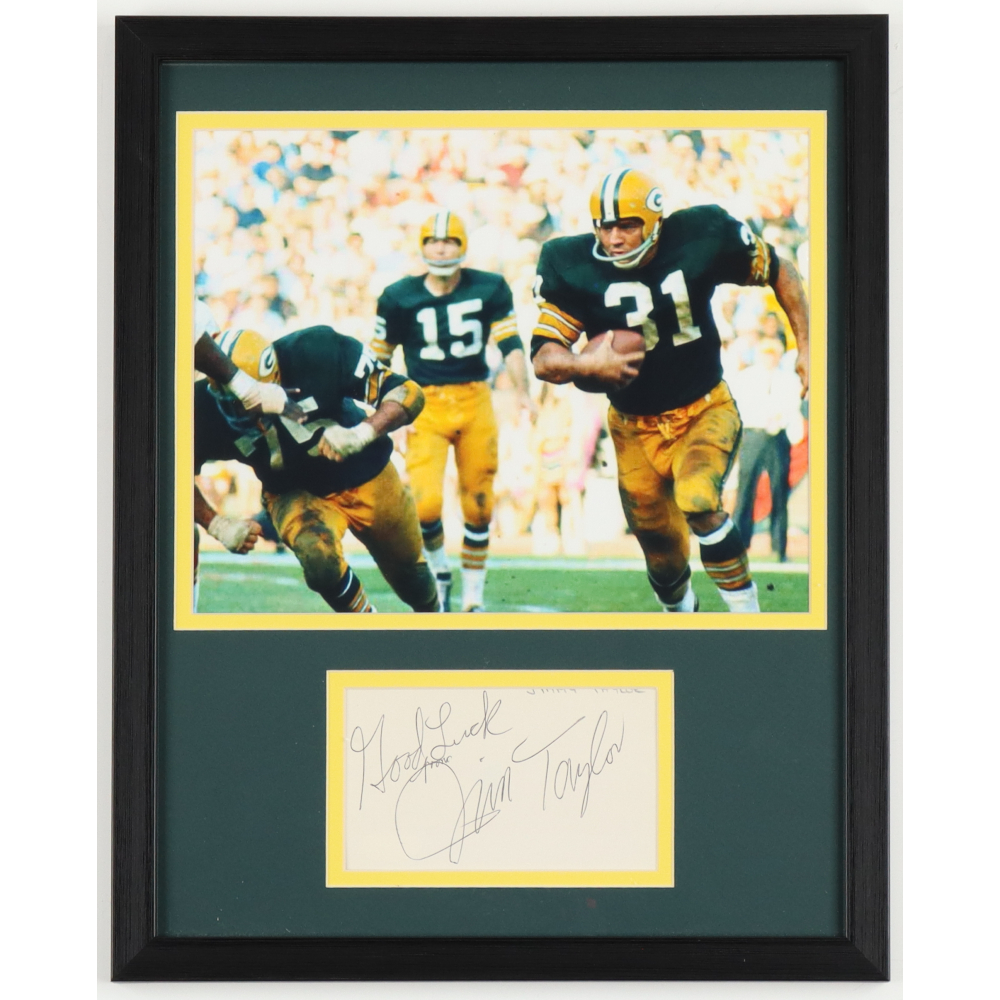 Jim Taylor Signed Packers Custom Framed Cut Display Inscribed "Good ...