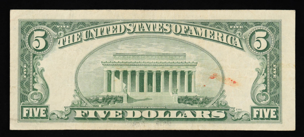 1953-A $5 Five Dollar U.S. National Currency Blue Seal Bank Note ...