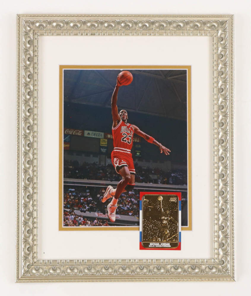 Michael Jordan Bulls Custom Framed Photo with 23Kt Gold Trading Card ...