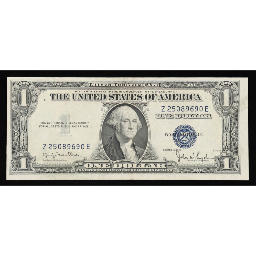 1935-D $1 One Dollar U.S. National Currency Blue Seal Bank Note ...