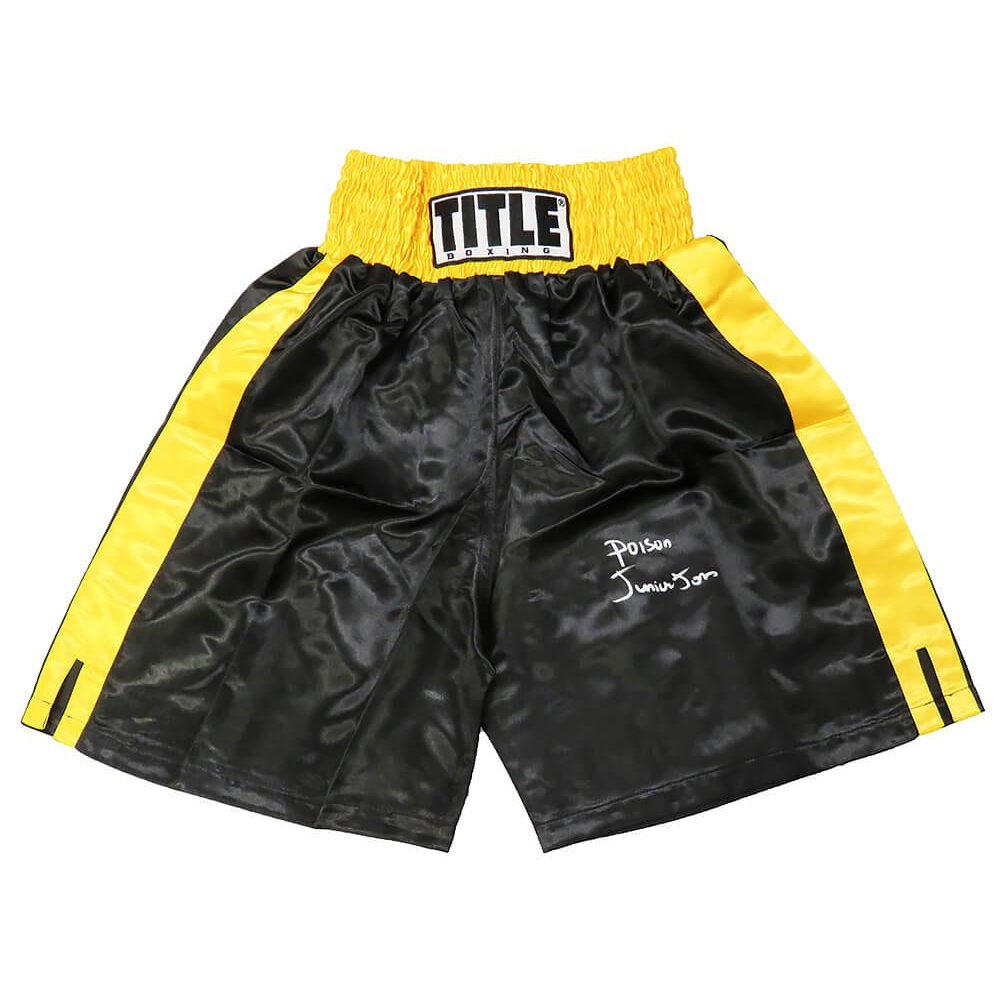 Junior Jones Signed Boxing Trunks Inscribed "Poison" (Schwartz Sports ...