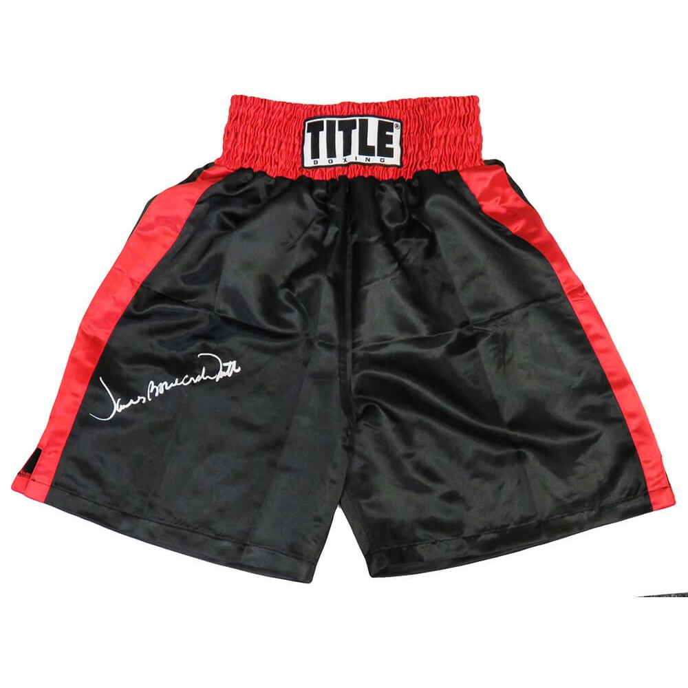 James Smith Signed Boxing Trunks Inscribed "Bonecrusher" (Schwartz ...