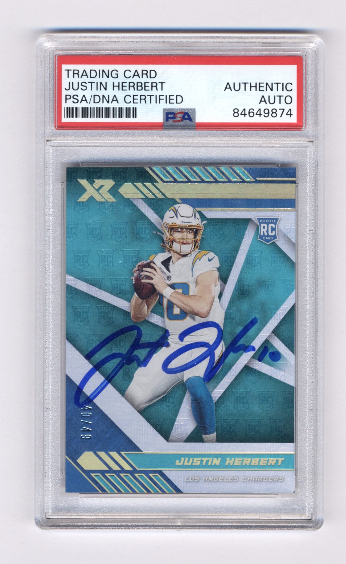 Justin Herbert Signed 2020 Panini XR Teal #103 #40/49 RC (PSA ...