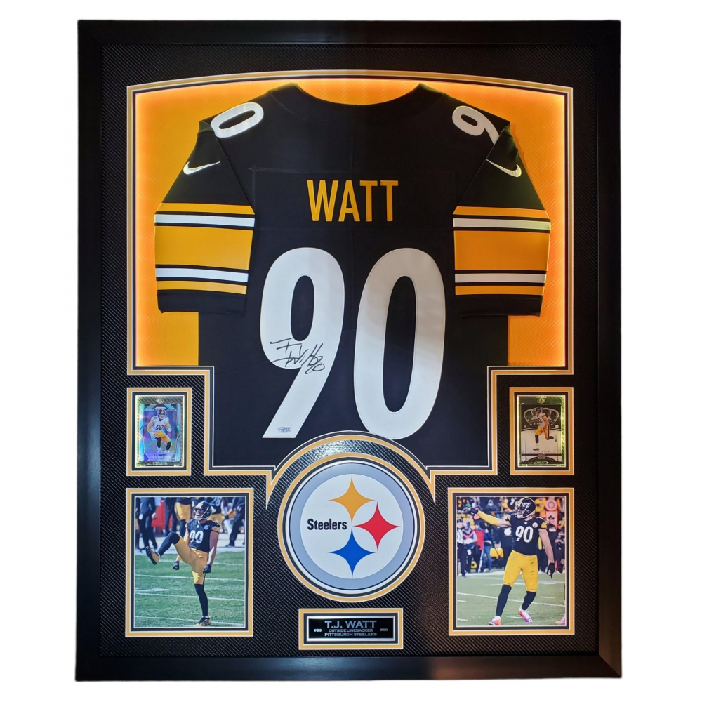 T.J. Watt Signed Custom Framed Steelers Nike Jersey Display with 2017 ...