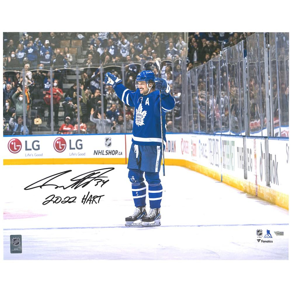 Auston Matthews Signed Maple Leafs 16x20 Photo Inscribed "2022 Hart ...