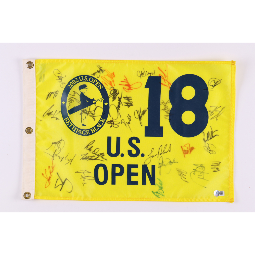2002 U.S. Open Pin Flag Signed by (36) with Corey Pavin, Jay Haas ...