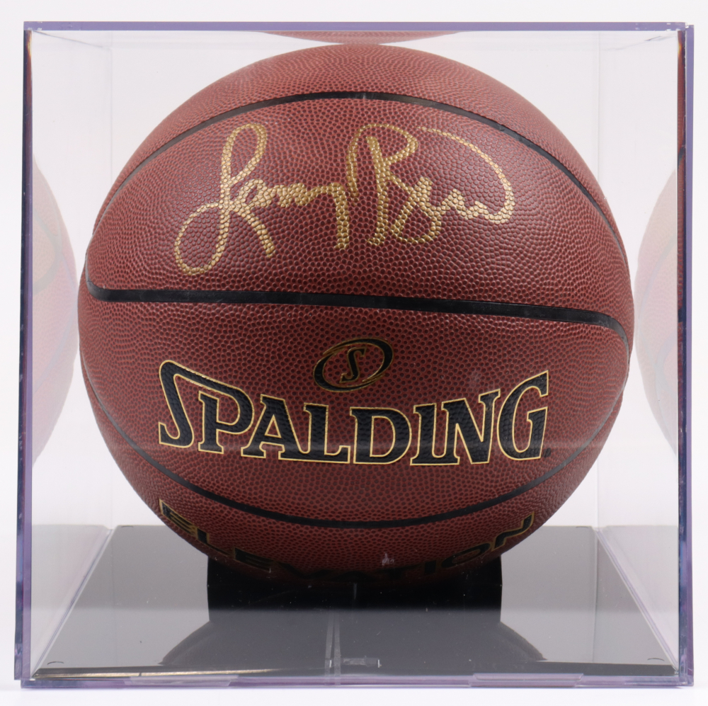 Larry Bird Signed NBA Basketball with Celtics Display Case (PSA ...