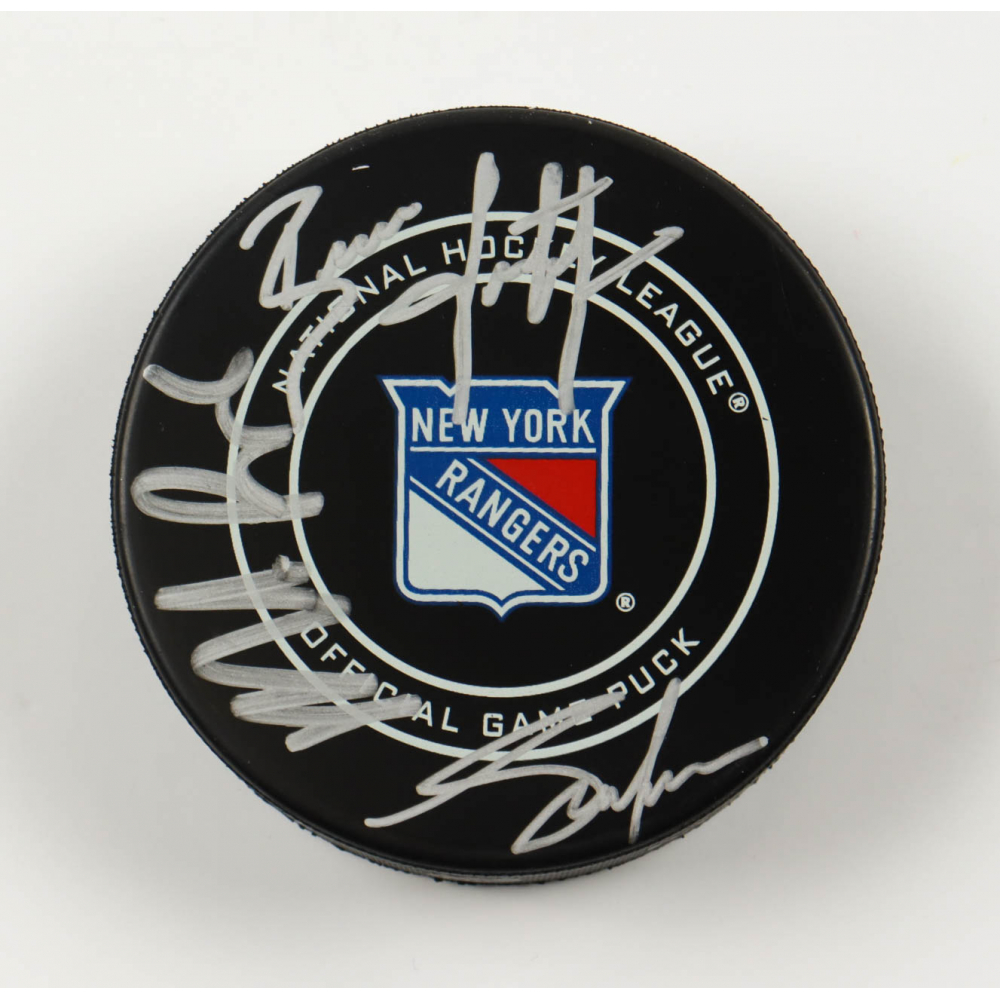 Brian Leetch, Mike Richter & Adam Graves Signed New York Rangers Logo ...