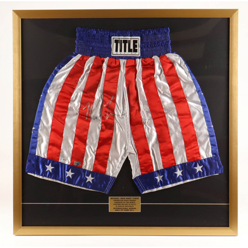 Mike Tyson Signed Custom Framed Boxing Trunks Display (Tyson & PSA ...