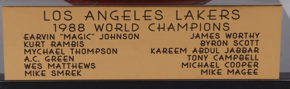 1987-88 Lakers NBA Basketball in Display Case Team-Signed by (13) with ...
