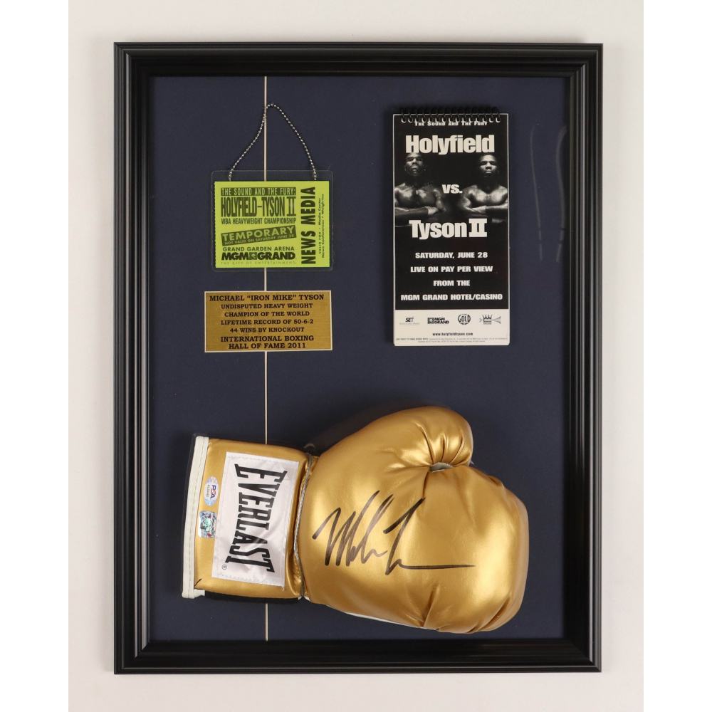 Mike Tyson Signed Custom Framed Boxing Glove Display with Holyfield ...