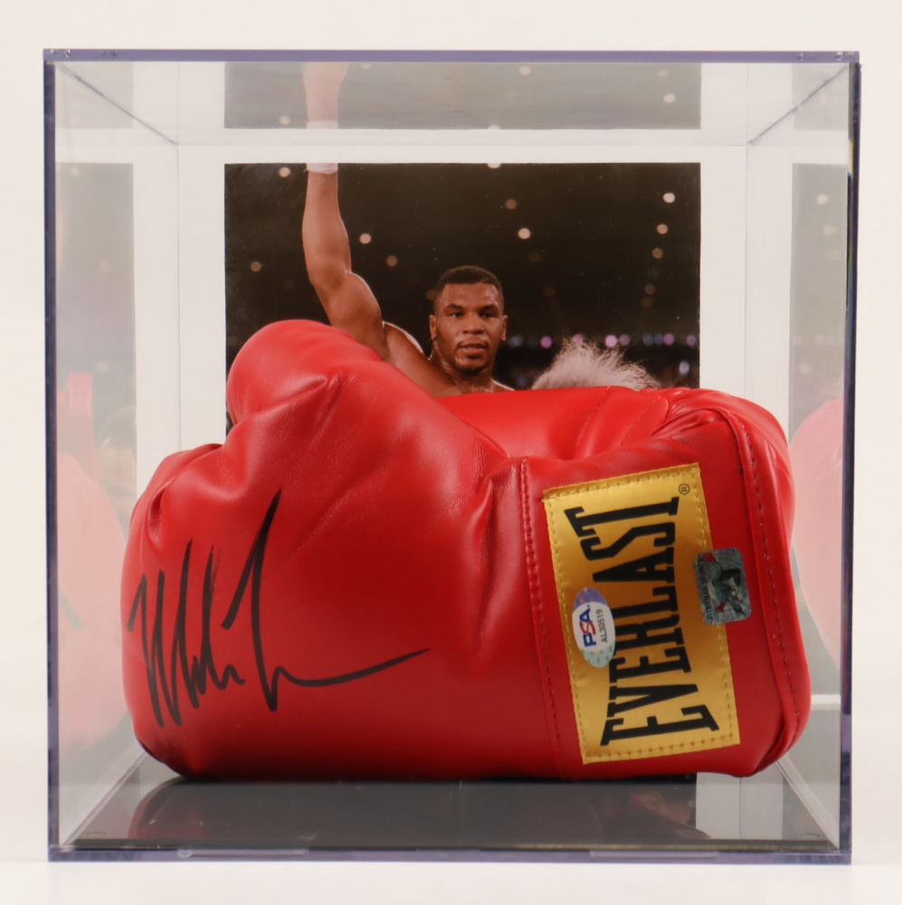 Mike Tyson Signed Everlast Golden Boxing Glove with Display Case (Tyson ...