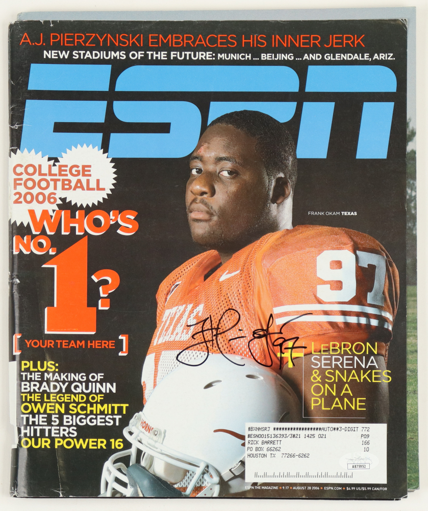 Frank Okam Signed "ESPN" Magazine (JSA) | Pristine Auction