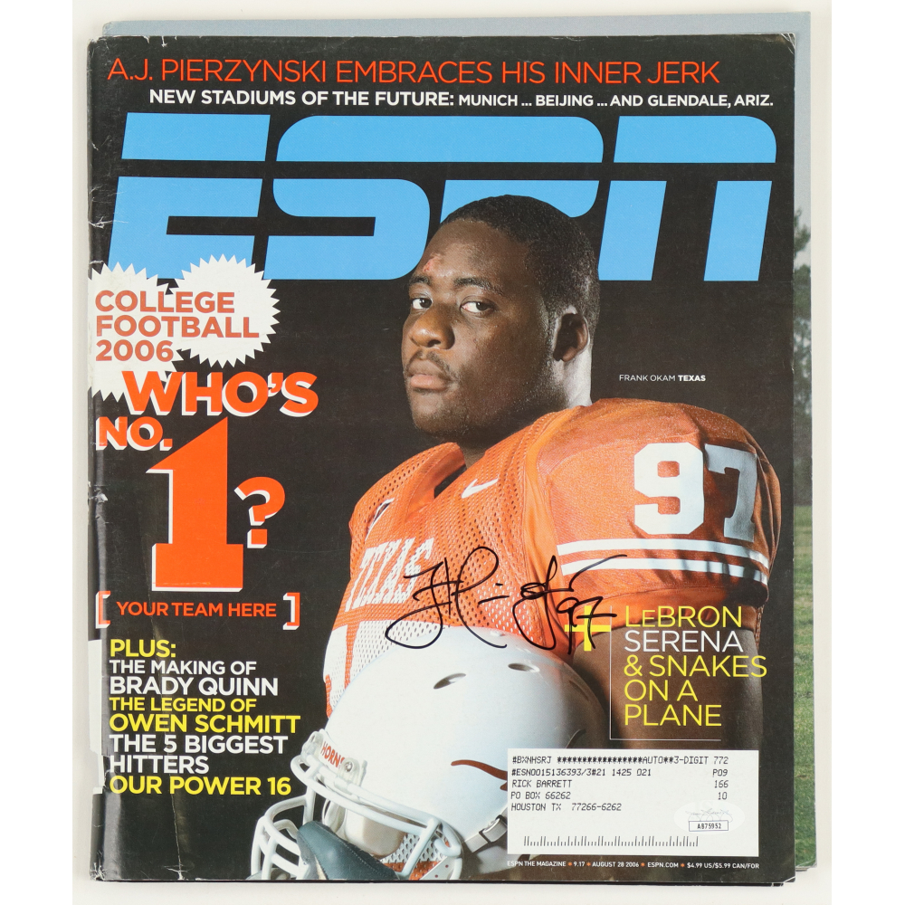 Frank Okam Signed "ESPN" Magazine (JSA) | Pristine Auction
