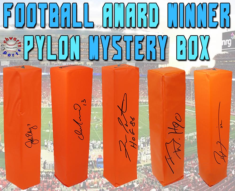 Schwartz Sports Football Award Winners Signed Endzone Pylon Mystery Box ...