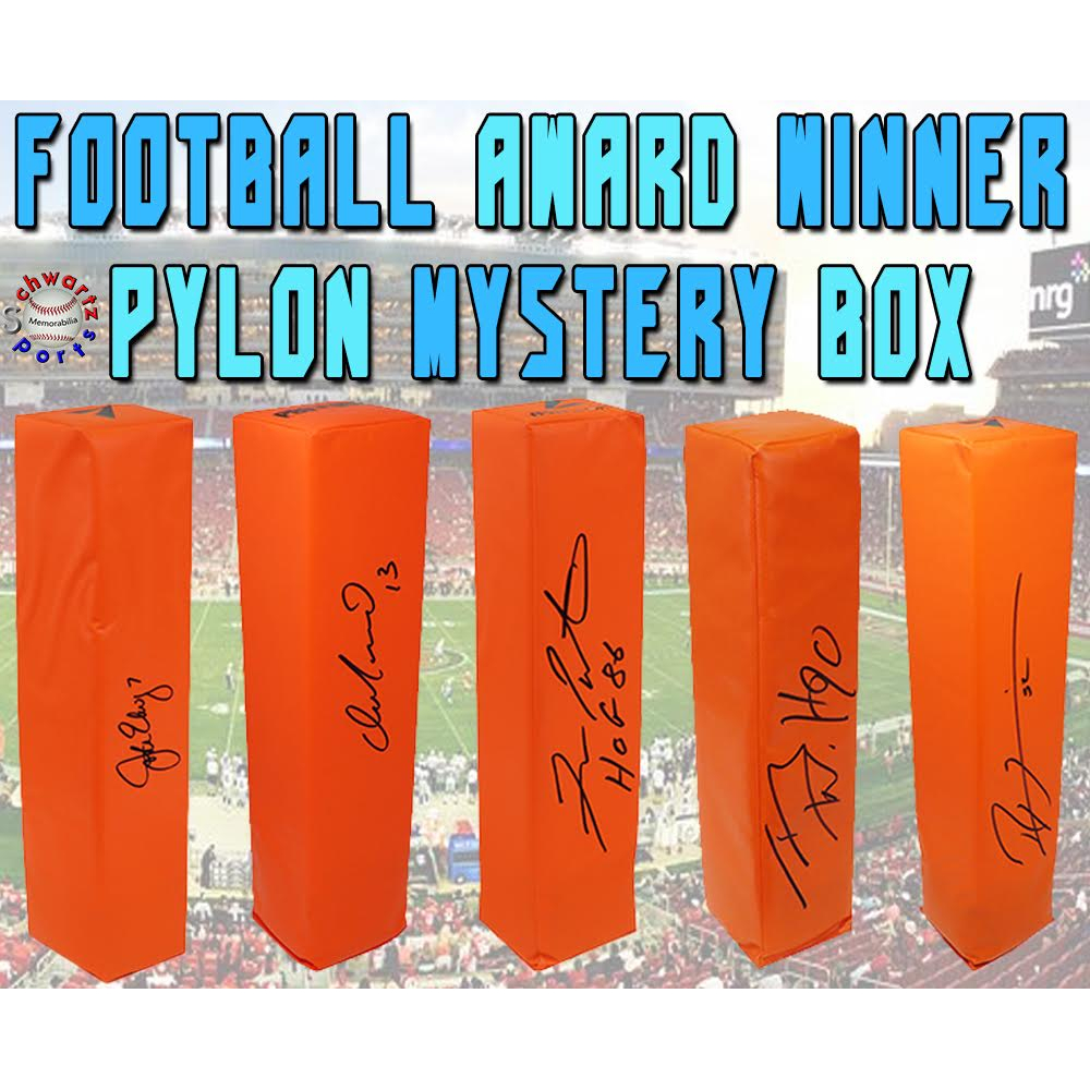 Schwartz Sports Football Award Winners Signed Endzone Pylon Mystery Box ...