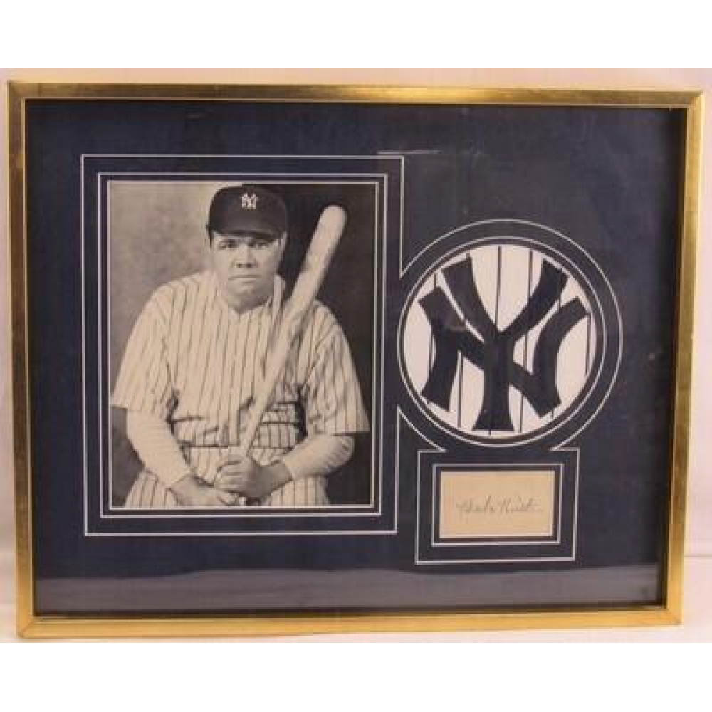 Babe Ruth Custom Framed Yankees Display with Signed Cut (JSA ...